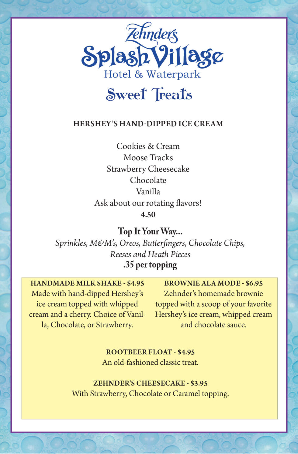 Zehnder’s Splash Village | Dining Options